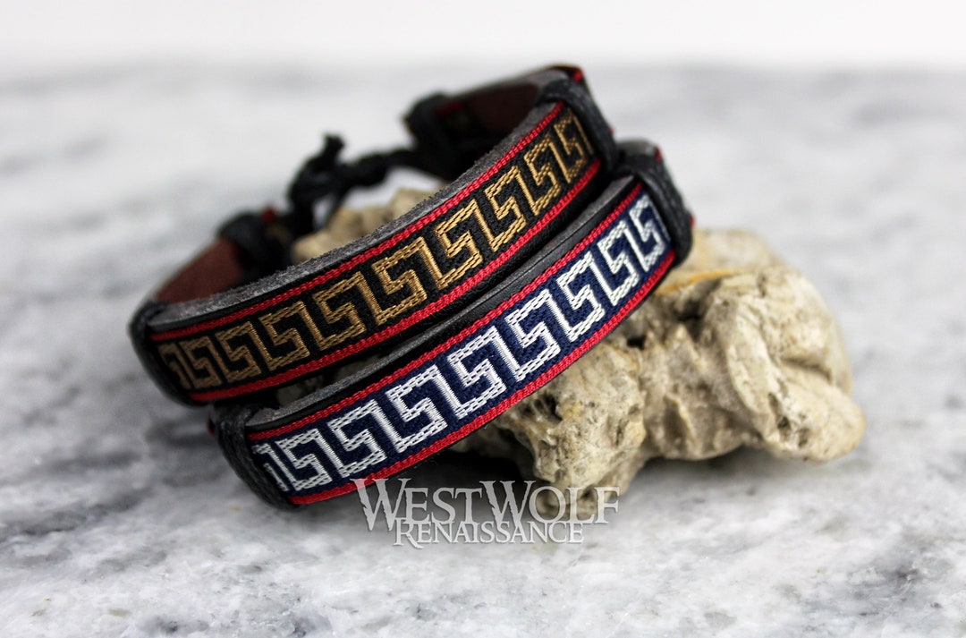 Greek Key Border Pattern Bracelets - Adjustable Size - Your Choice of ...