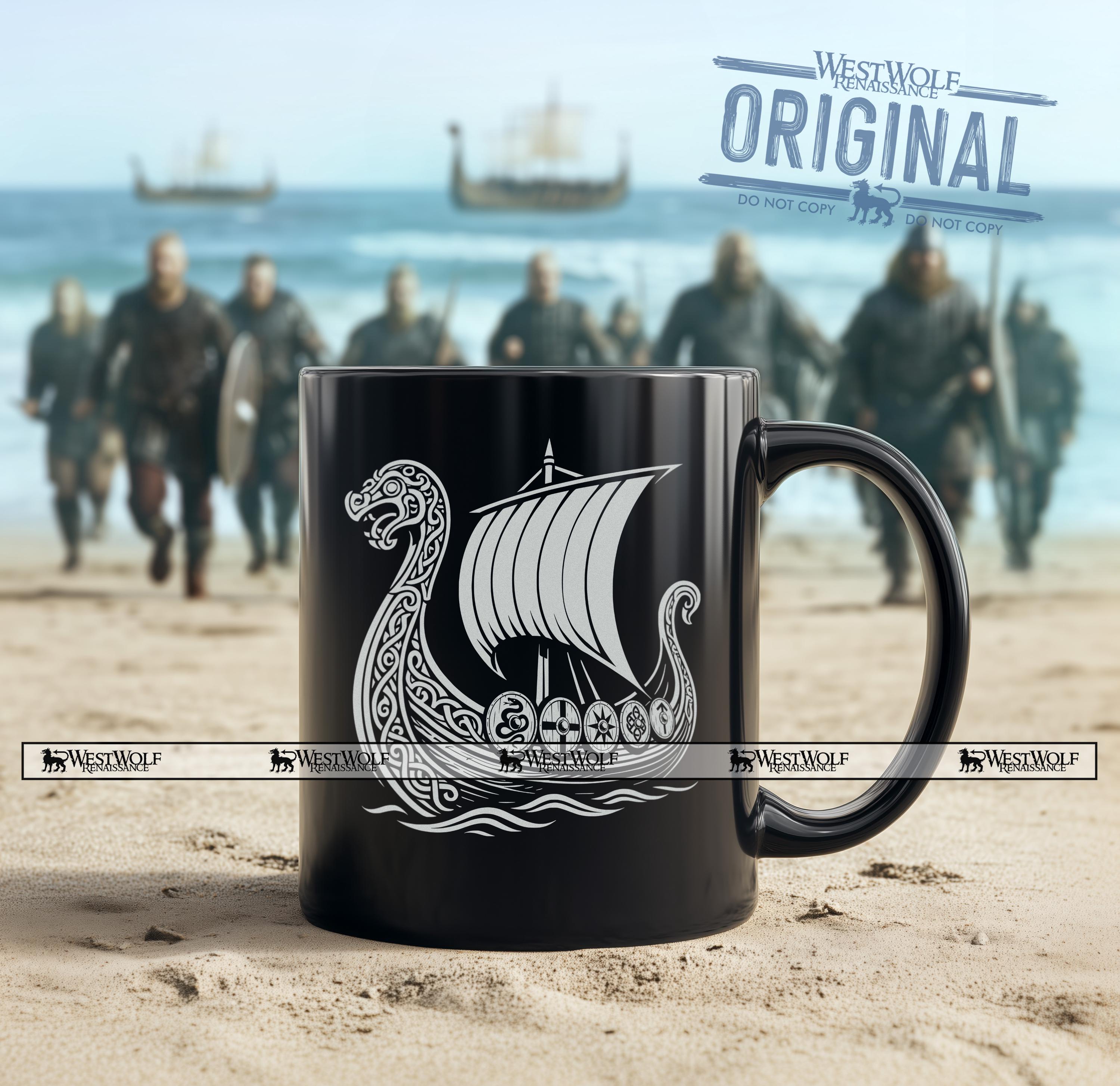 Viking Drakkar Longship With Dragon Figurehead SVG Design + Png Dxf Jpg ...