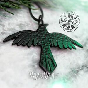 Hand-forged and Hammered Black Raven Pendant - Blacksmith Made ...