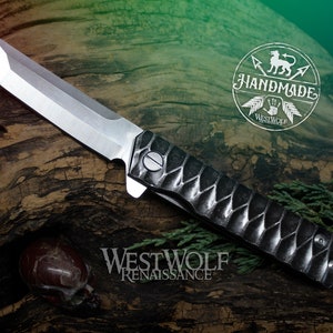 Frame-lock Folding Pocket Knife With Tanto Style Steel Blade and Belt ...