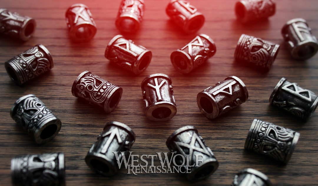 Viking Beads With Norse Runes - for Jewelry or Beards/hair/dreadlocks ...