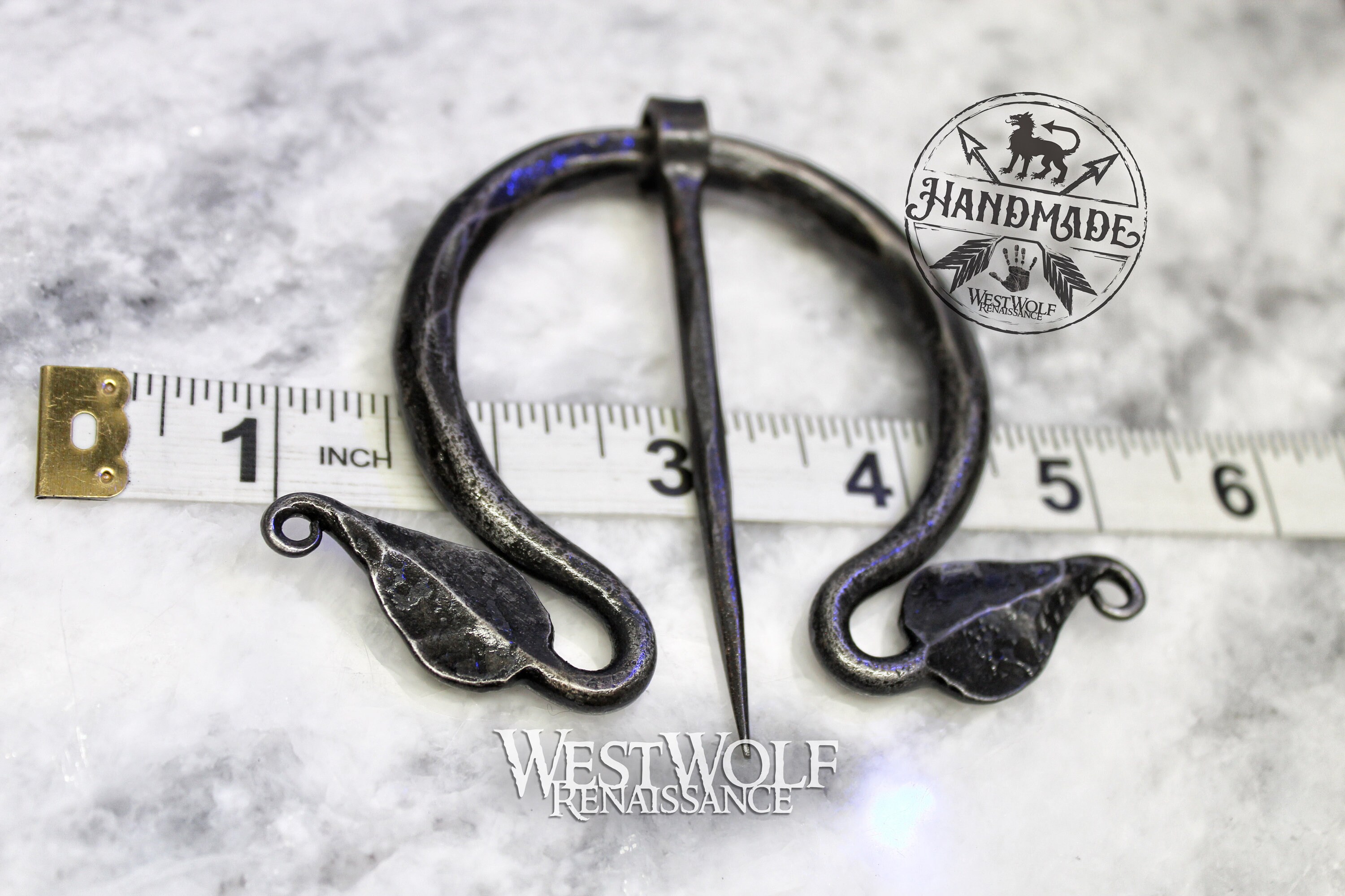 Hand-forged Heavy Steel Penannular Leaf Brooch - Blacksmith Made ...