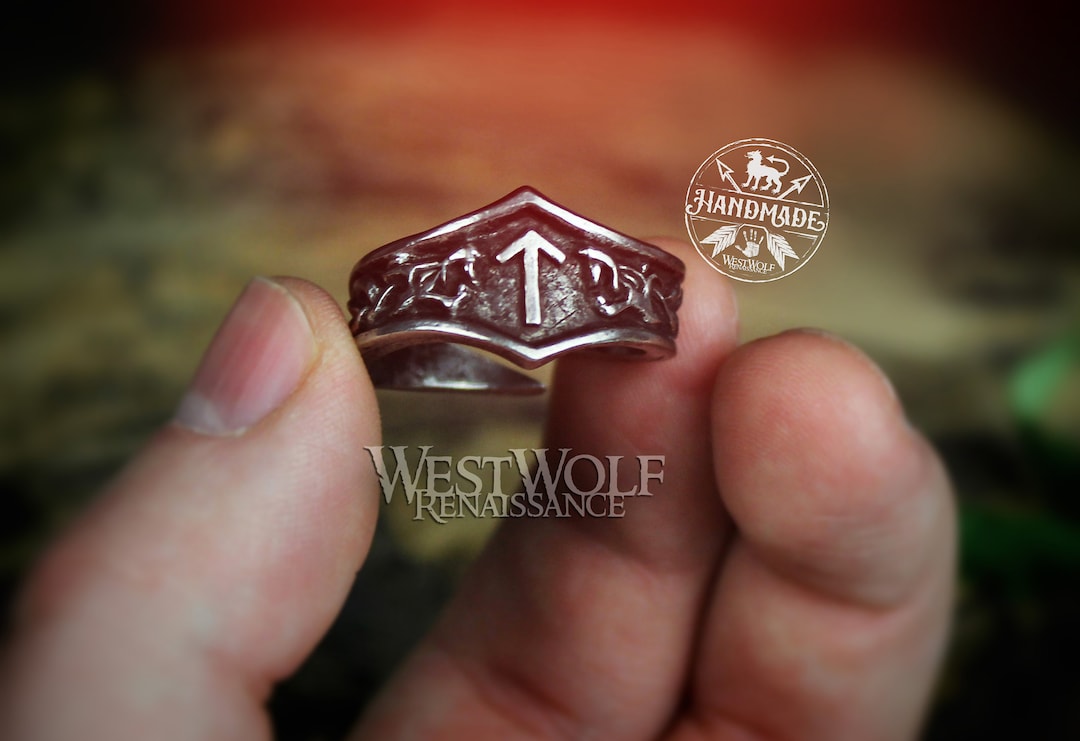 Viking Rune Ring - Your Choice of Rune Symbol - Adjustable US Sizes 9 ...