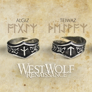 Viking Rune Ring - Your Choice of Rune Symbol - Adjustable US Sizes 9 ...