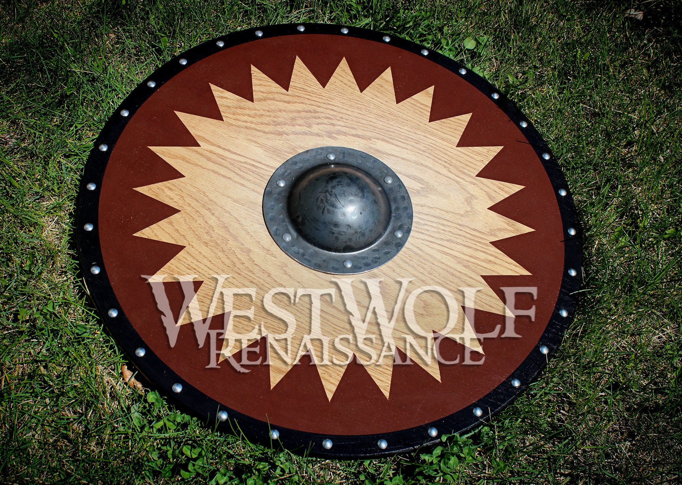 Solid Oak Viking Sun Shield With Forged Iron Boss | Etsy