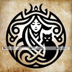 Norse Mythology Goddess Freya Design - Original SVG Vector Graphic Art ...