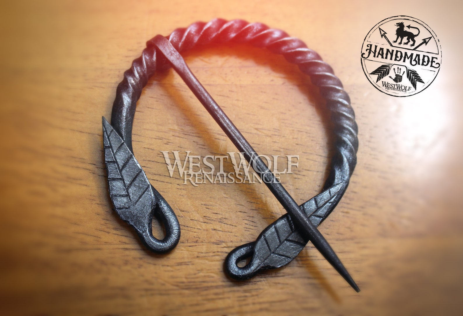 Hand-forged Twisted Steel Pennanular Leaf Brooch -- Nature/medieval ...