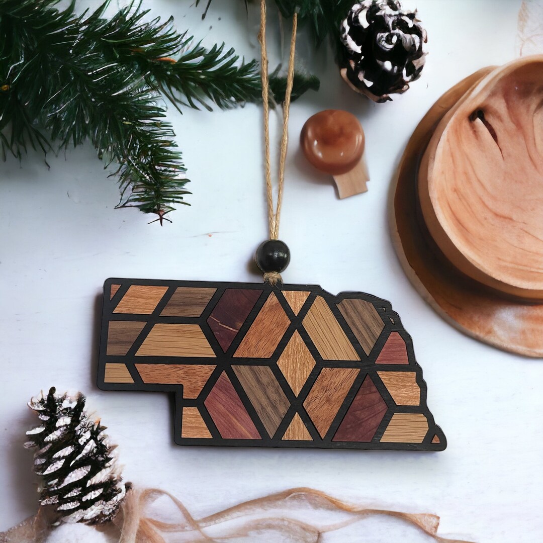 Nebraska Ornament Geometric Wood Ornament Christmas Ornament Christmas ...