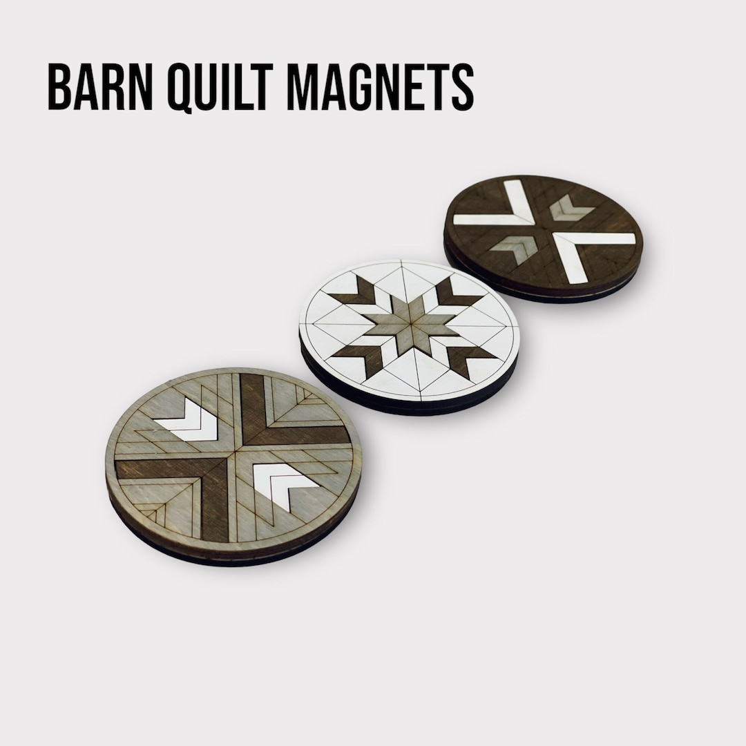 Magnets - Wood Magnets - Barn Quilt Magnets - Gray, White and Brown ...