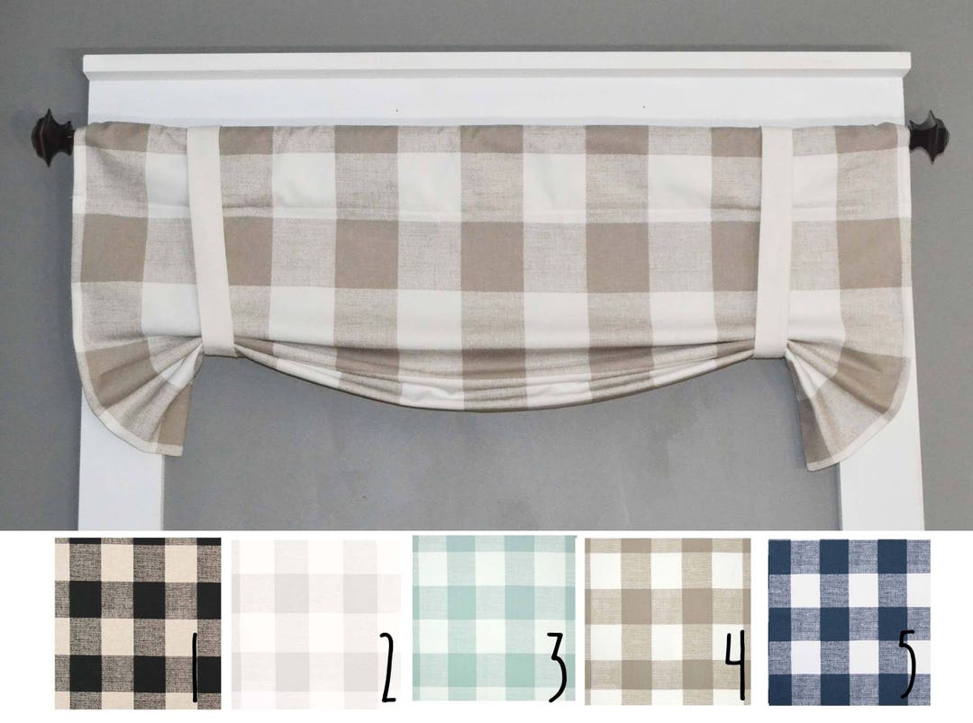 Plaid Valance - Buffalo Plaid - Kitchen Curtains - Kitchen Valance ...