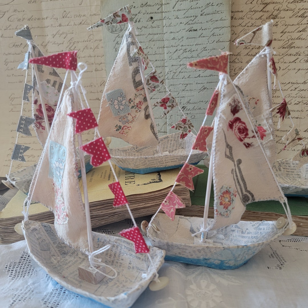 Paper Mache Ship With French Linen Sails - Etsy