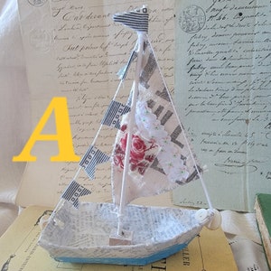 Paper Mache Ship With French Linen Sails - Etsy