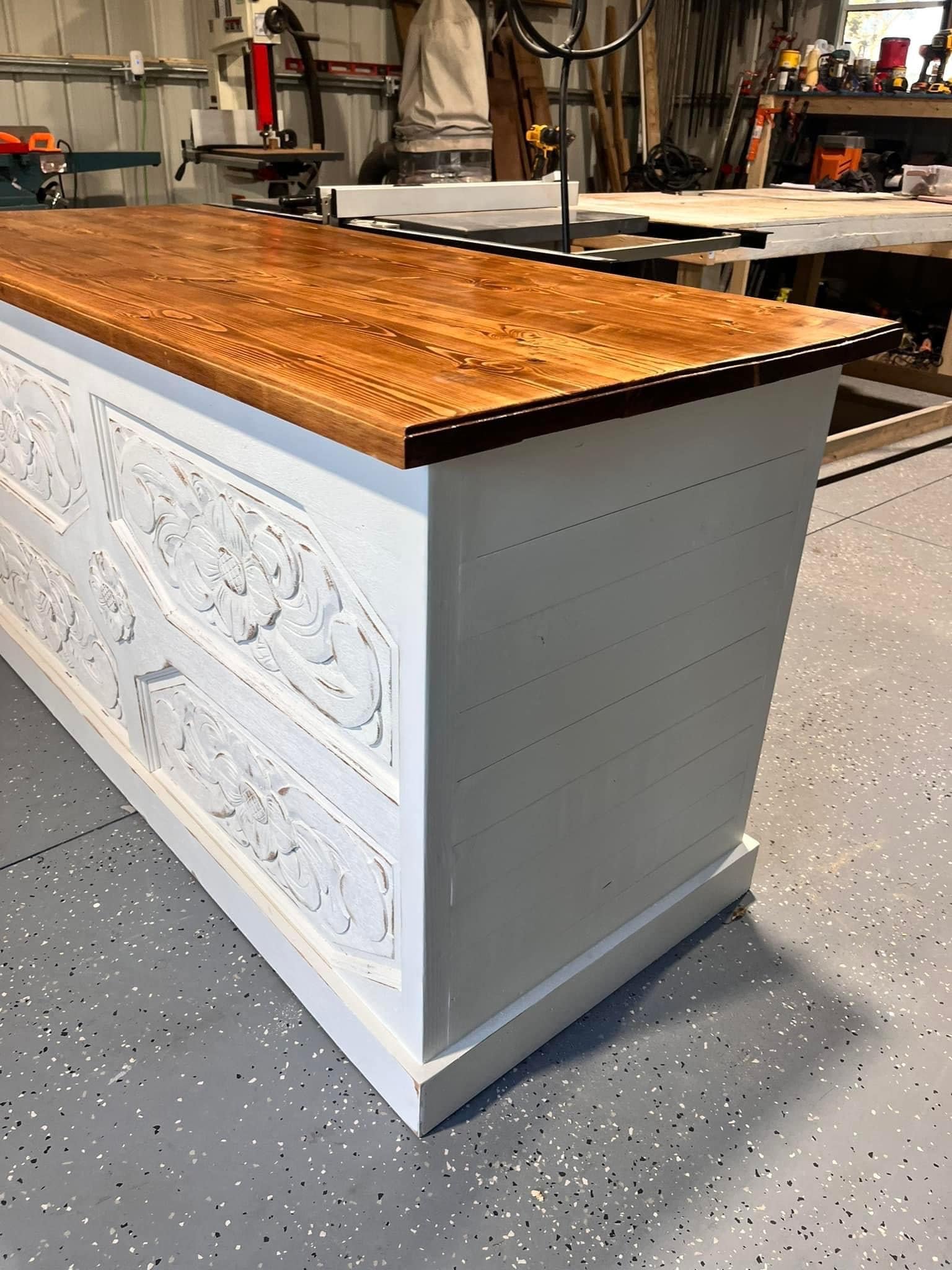 6 Ft Kitchen Island Wrapped in Ship-lap With Barn Door Sliders and ...