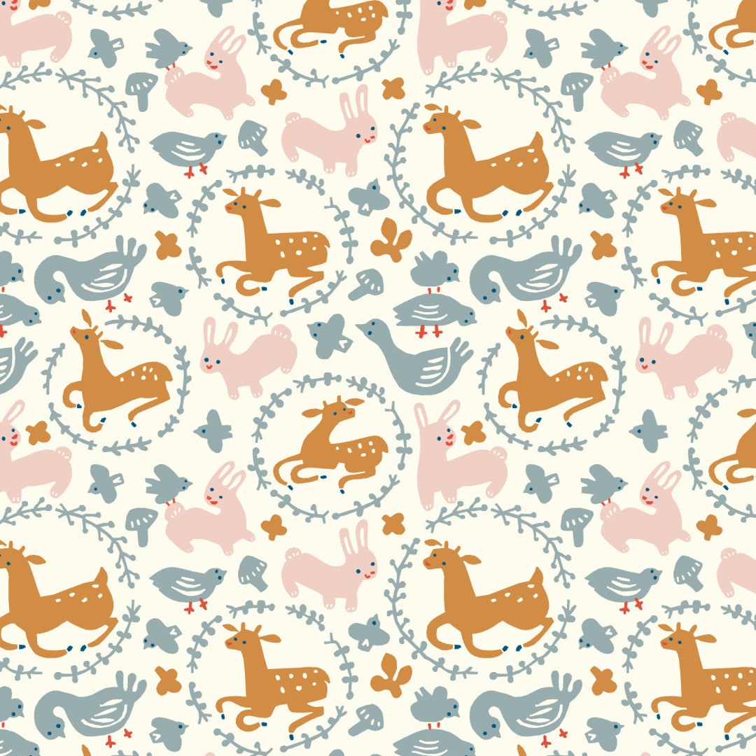 1/2 Yard Whimsey Burrow Cream 100% Organic Cotton Fabric - Etsy