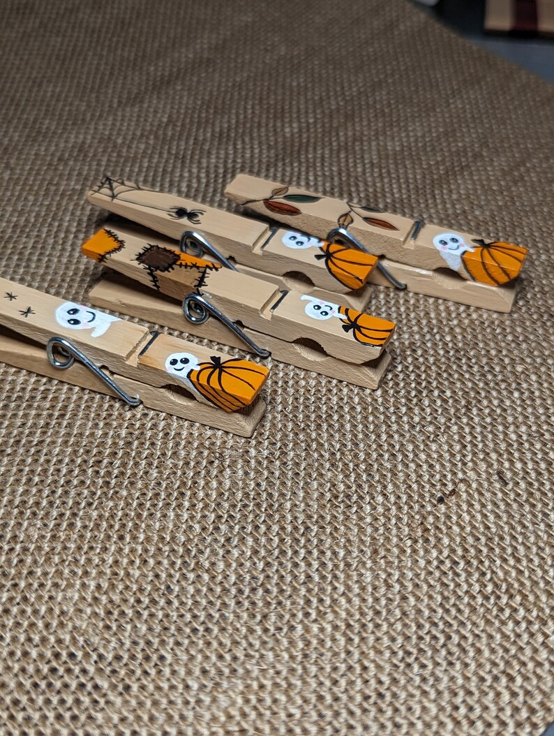 Cute Ghosts in the Pumpkin Patch, Hand Painted Decorative Clothes Pins ...