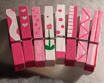 Pink Clothes Pins - Etsy