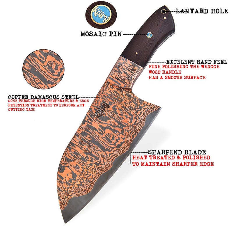 Copper Damascus Meat Cleaver03 Kitchen Tool, Handmade - Etsy