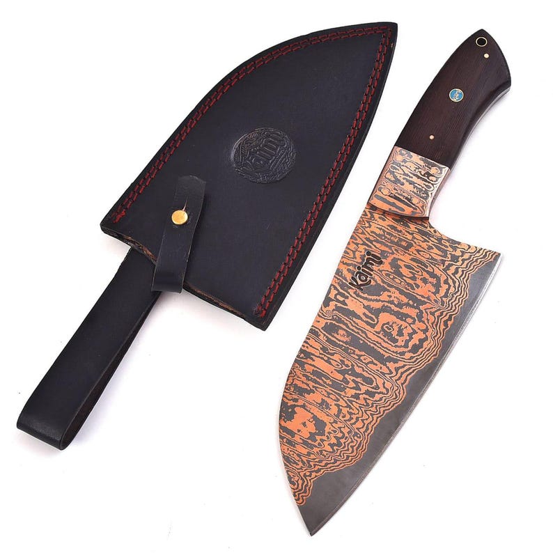 Copper Damascus Meat Cleaver03 Kitchen Tool, Handmade - Etsy