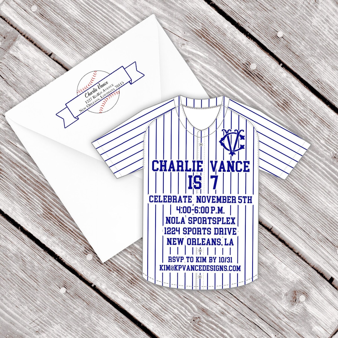 Die Cut Baseball Jersey Personalized Party Invitations|note Cards ...