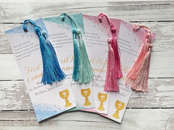 First Holy Communion Personalized Bookmark Favors - Etsy