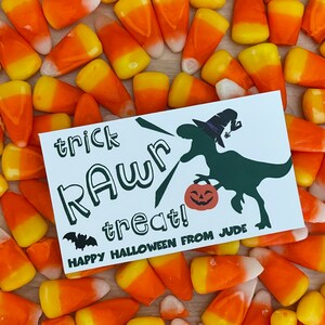 Trick RAWR Treat Dinosaur Halloween Tags/stickers - Etsy