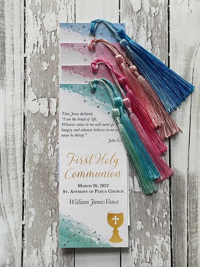 First Holy Communion Personalized Bookmark Favors - Etsy