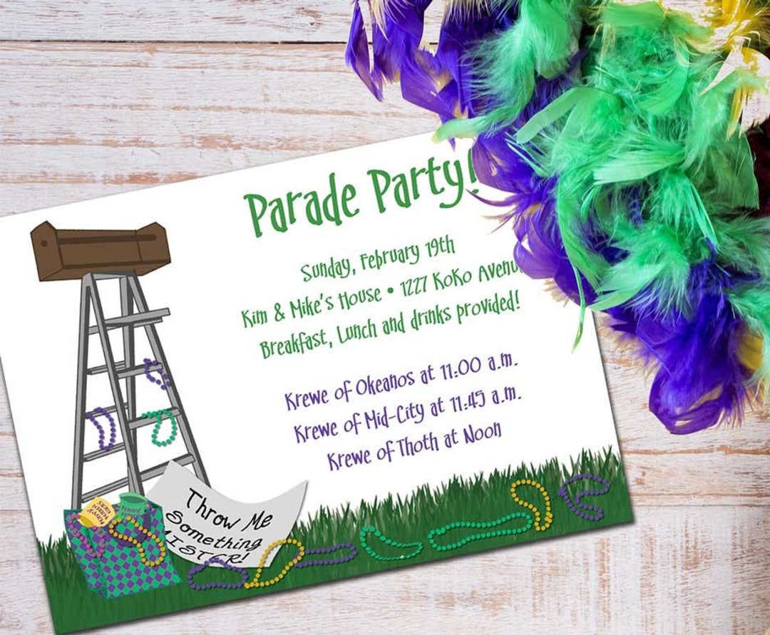 Mardi Gras Parade Ladder Invitation - Etsy