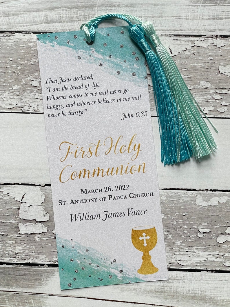First Holy Communion Personalized Bookmark Favors - Etsy