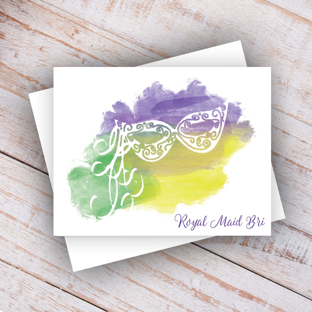 New Orleans Water Color Mardi Gras Mask Note Cards - Etsy