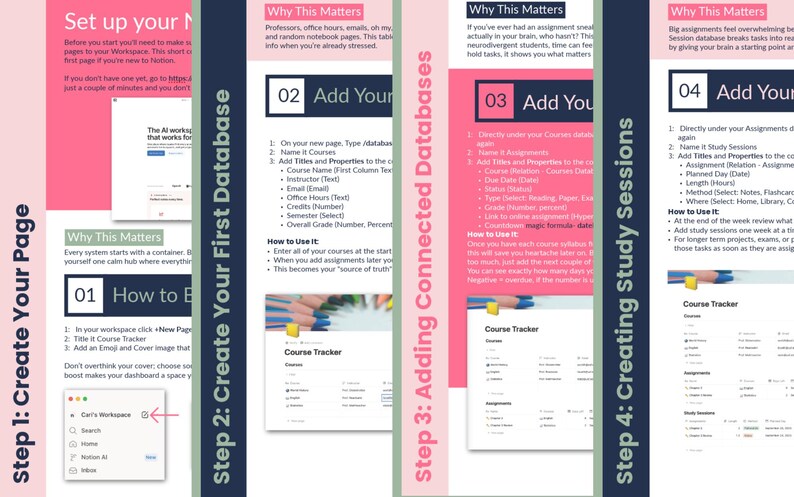 Notion Student Dashboard Course Guide: Adhd-friendly Digital Planner ...