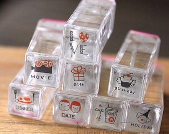 Crystal Schedule Stamp Set Rubber Stamps Diary Stamps | Etsy