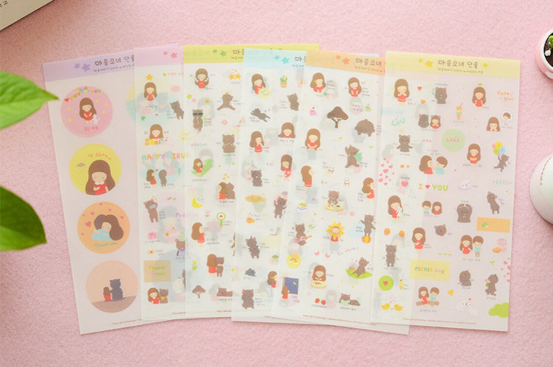 Korean Girl Sticker Set Diary Sticker Deco Sticker | Etsy