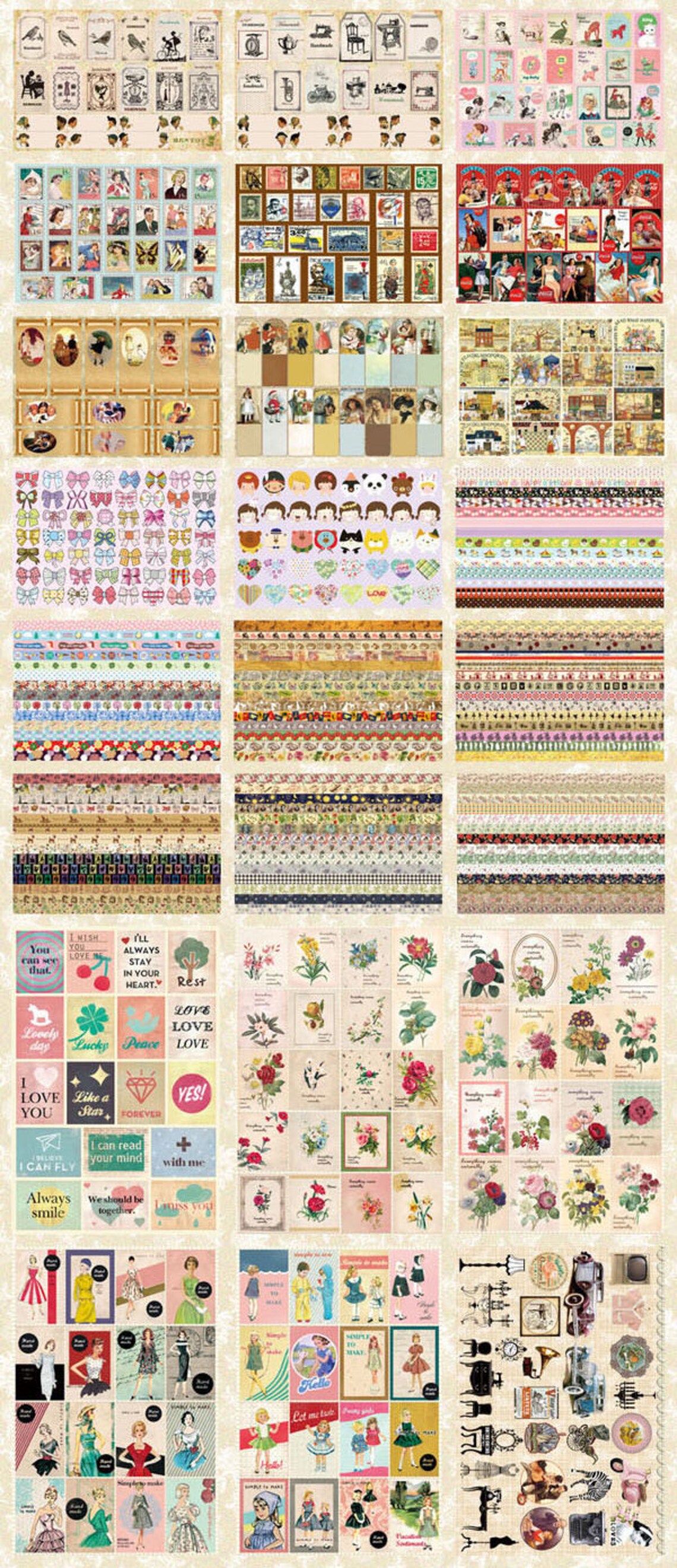 Pictorial Sticker Set Euro Vintage Sticker Set Paper | Etsy