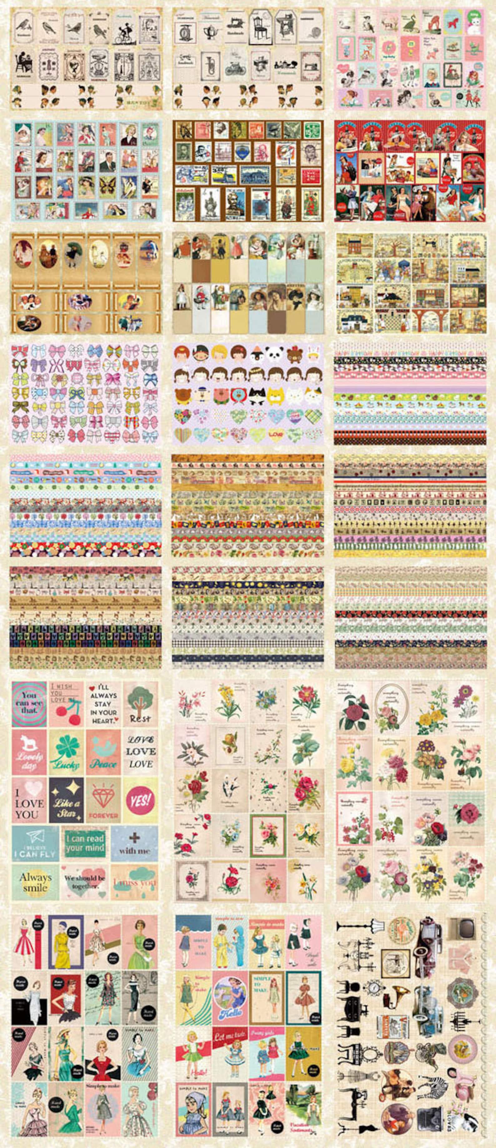 Pictorial Sticker Set Euro Vintage Sticker Set Paper | Etsy