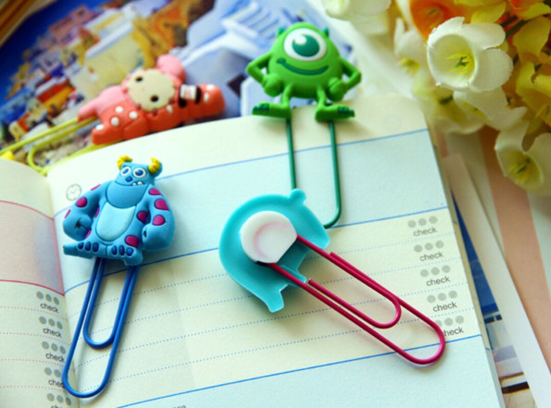 Lovely Monster Rubber Head Paper Clips Clip Bookmark Rubber Clip Paper ...