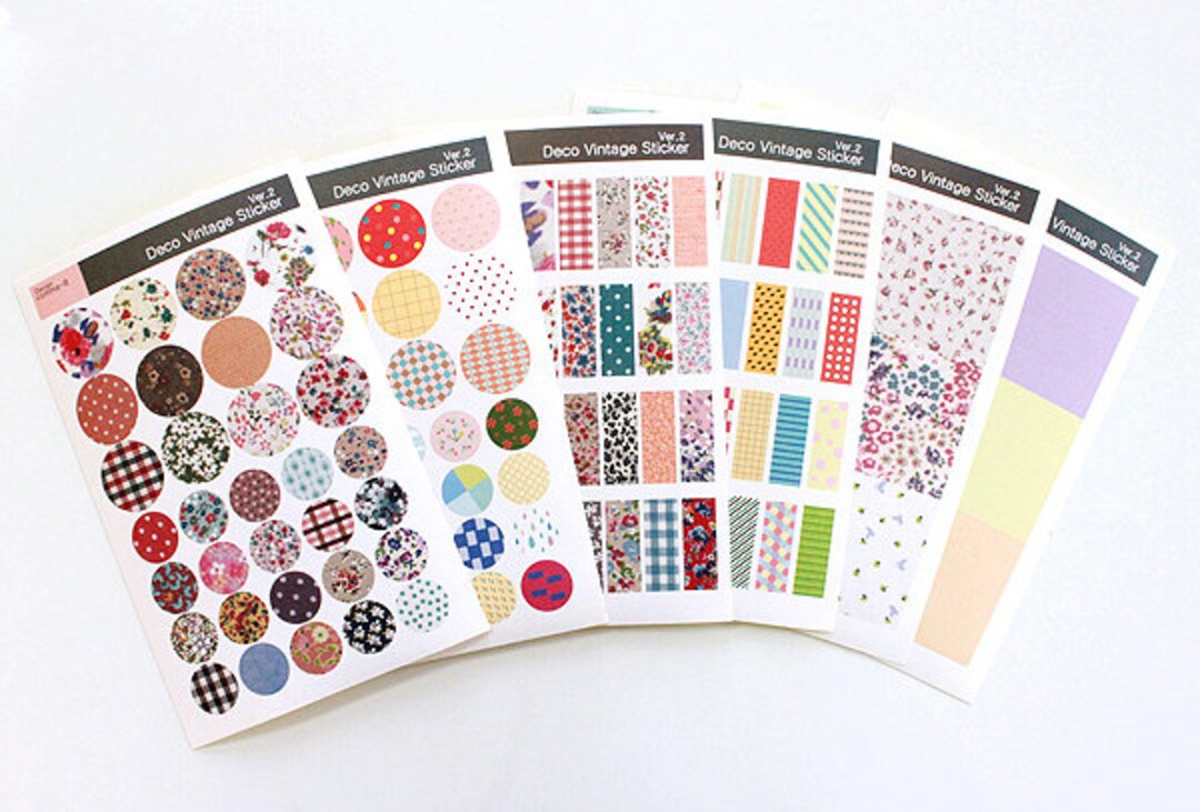 Deco Vintage Sticker Set Masking Sticker Set Diary Stickers 6 Sheets ...