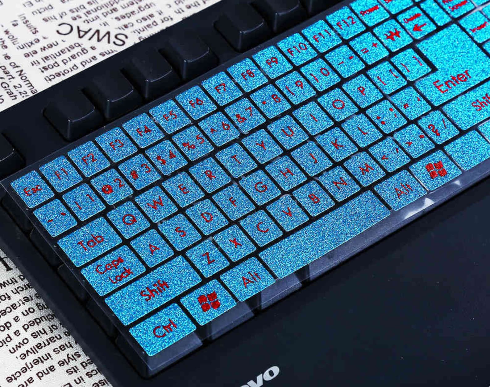 Glitter Keyboard Sticker DIY 3D Desktop Keyboard Decal Common Use ...
