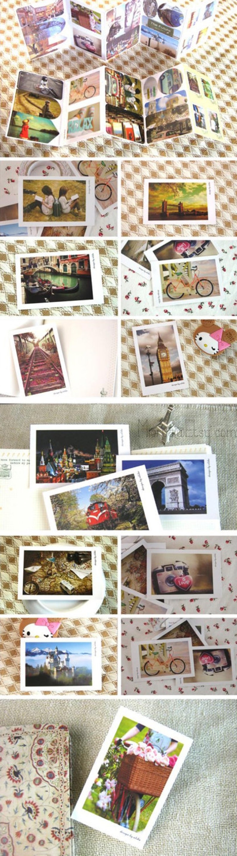 Travel Series Postcards and Stickers with Tin Box Deco - Etsy
