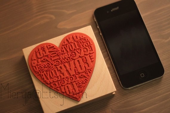 1 Piece Super Size Love Heart Stamp Wooden Rubber Stamp | Etsy