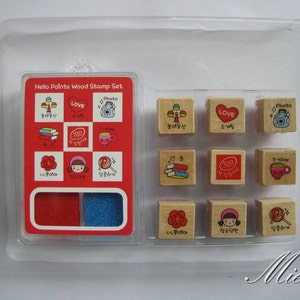 Korean Stamp Set (with Ink Pad) - Wood Stamp - Rubber Stamp - Diary ...