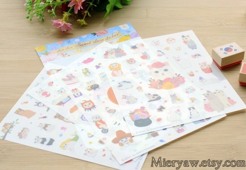 Choo Choo Sweet Deco Sticker Set Cat Sticker Deco Sticker - Etsy