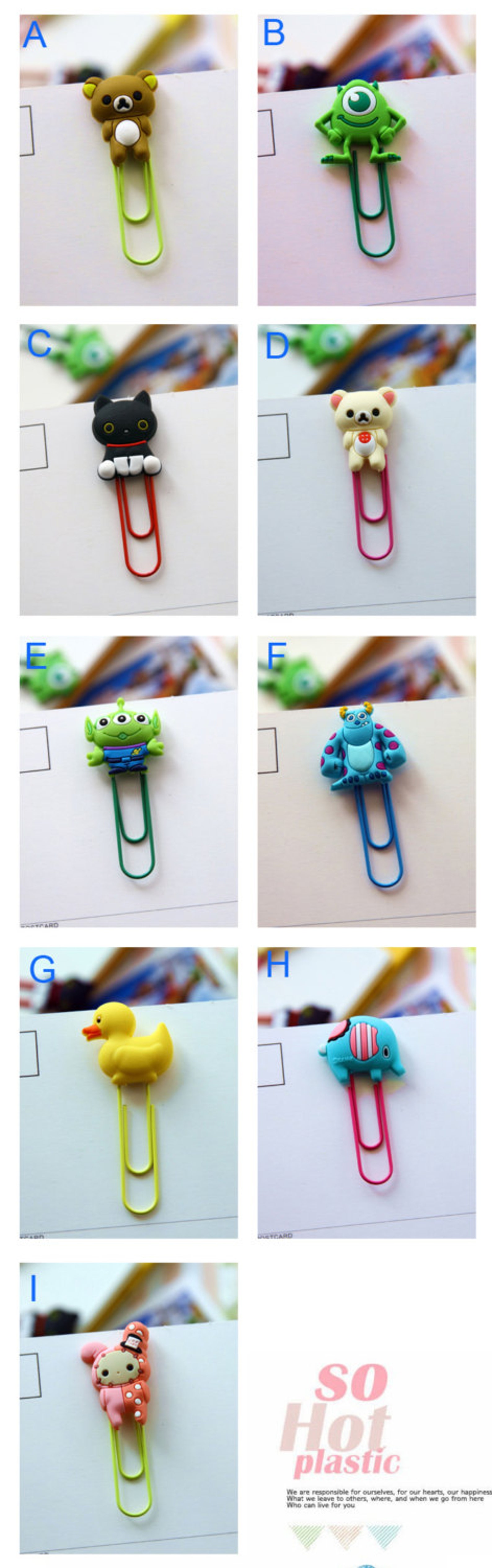 Lovely Monster Rubber Head Paper Clips Clip Bookmark | Etsy
