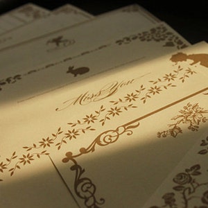 8 Sheets Vintage Style Copper Printing White Writing Paper - Stationery ...