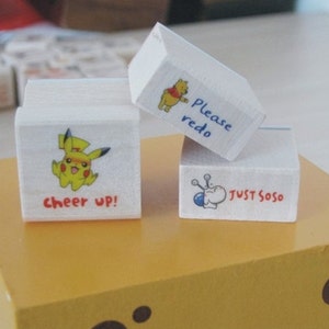 18 Pcs Cartoon Stamps - Wooden Rubber Stamps - English Stamps - Etsy