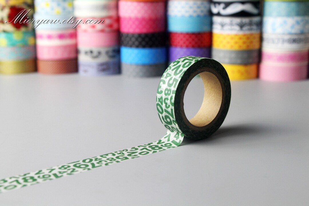 Green Numbers Washi Tape - Japanese Masking Tape (15mm*10m) - Etsy