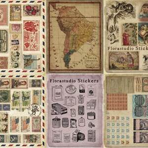Vintage Sticker Set - Paper Sticker Set - Deco Sticker Set - Diary ...