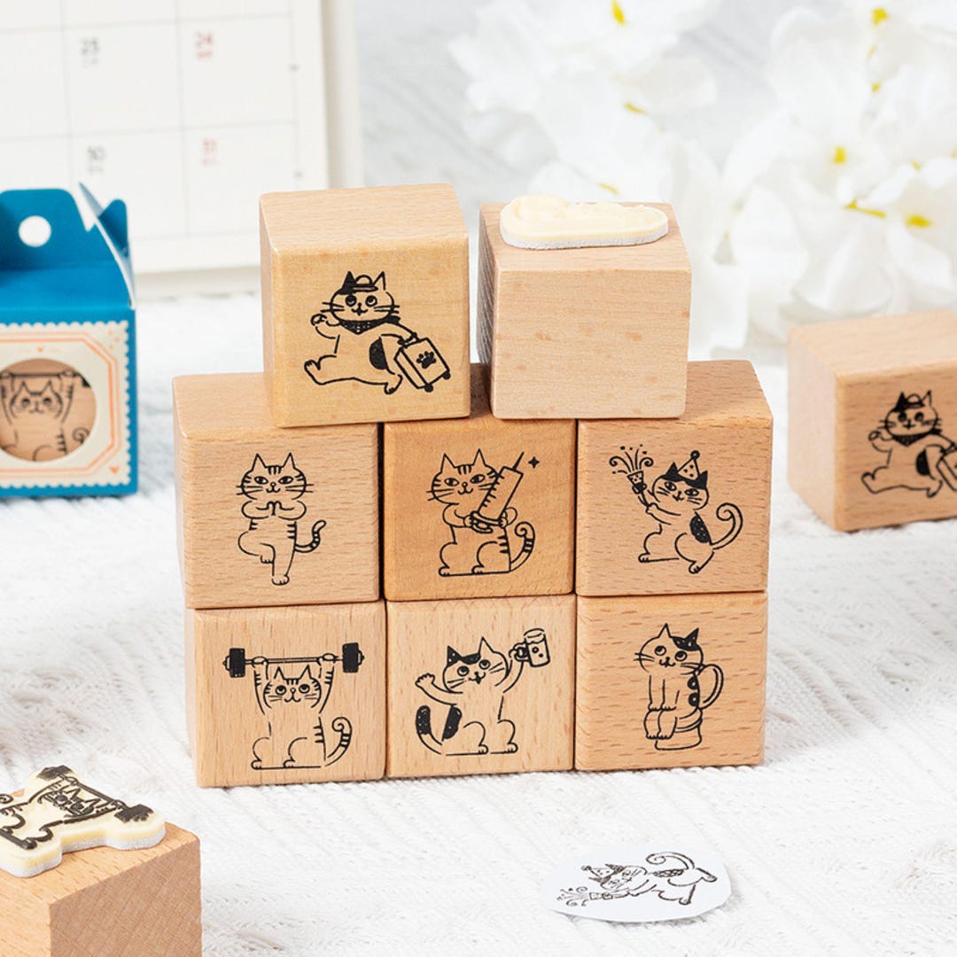 Cat Wooden Rubber Stamps – Card Making, Diary - Etsy