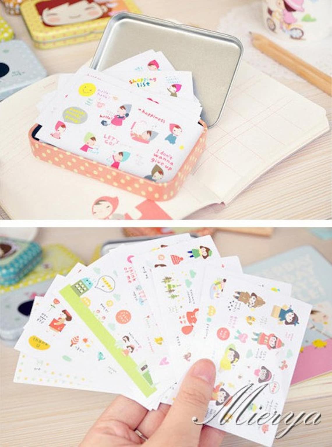 1 Case Korean Stickers Tin Box Sticker Girl Sticker Deco | Etsy