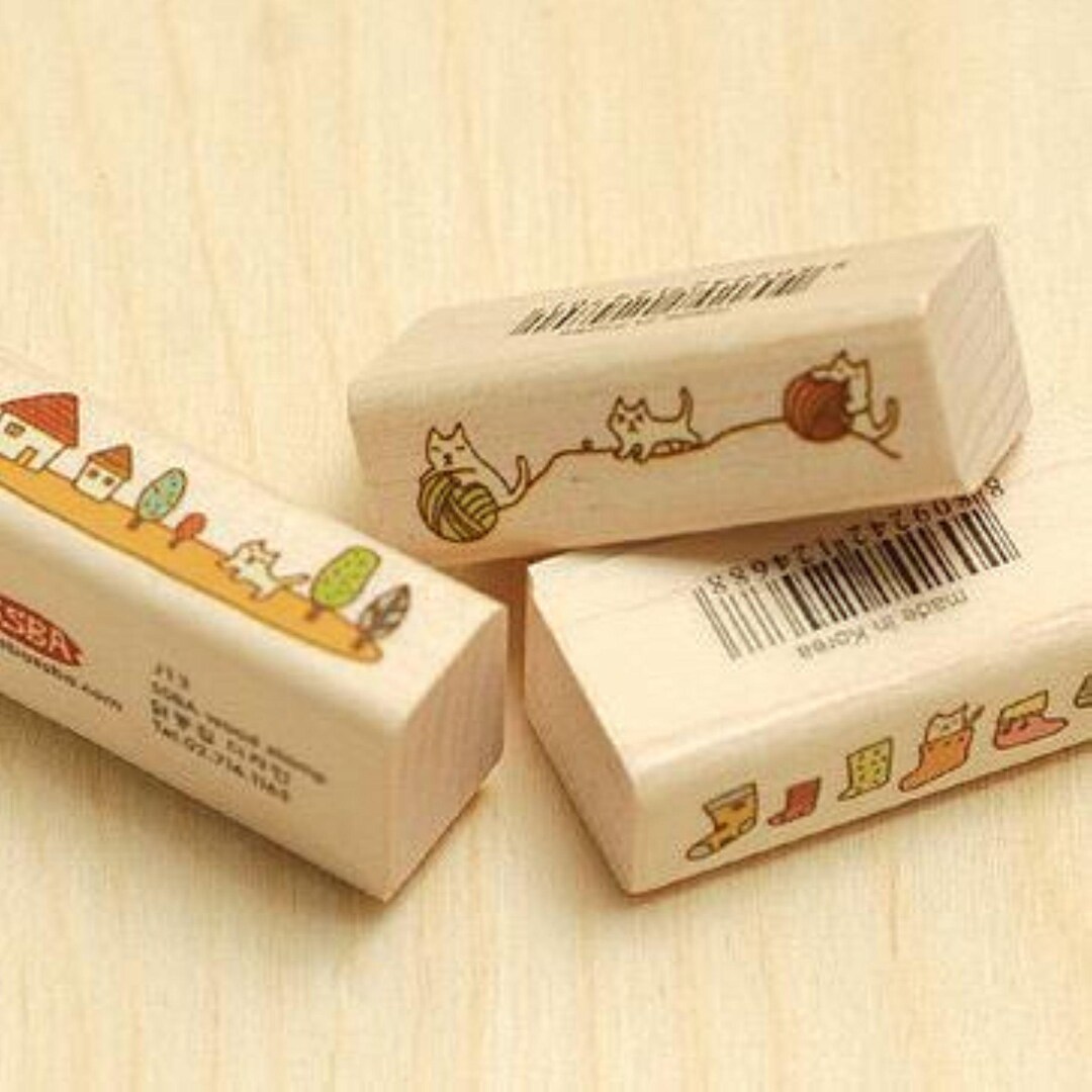 Korean Wooden Rubber Stamp Set: Cartoon Diary Stamps - Etsy