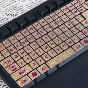 Glitter Keyboard Sticker DIY 3D Desktop Keyboard Decal Common Use ...